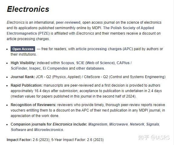 electronics期刊水平怎么样？ - 知乎