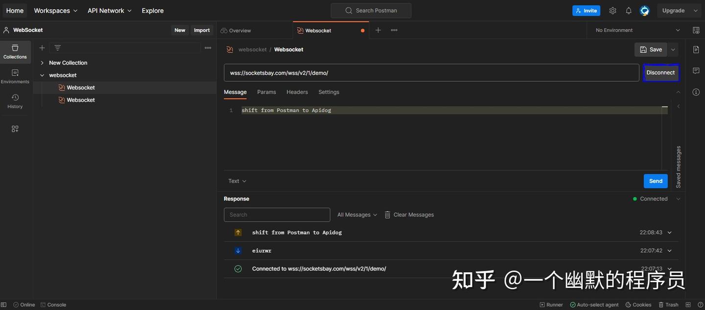 如何使用 Postman 发送和测试 WebSocket？ - 知乎