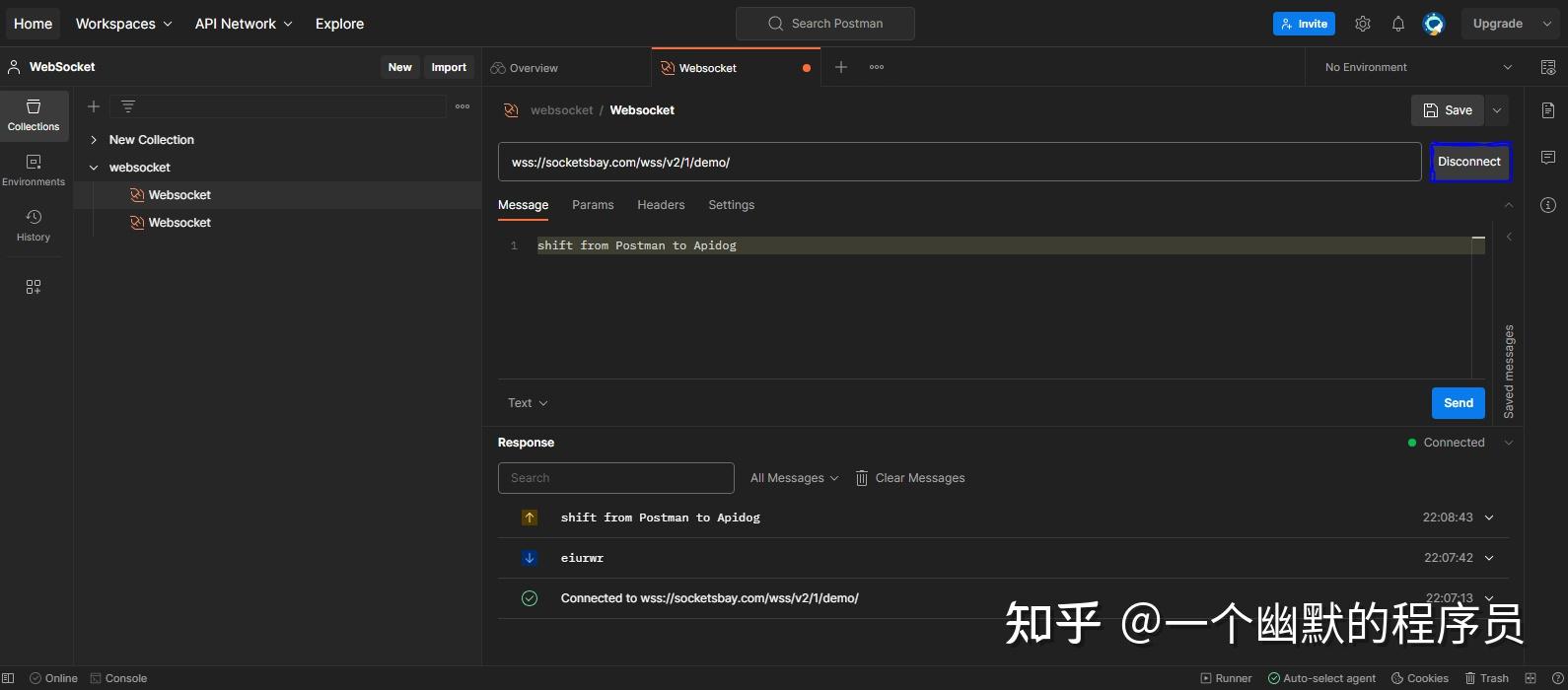 如何使用 Postman 发送和测试 WebSocket？ - 知乎