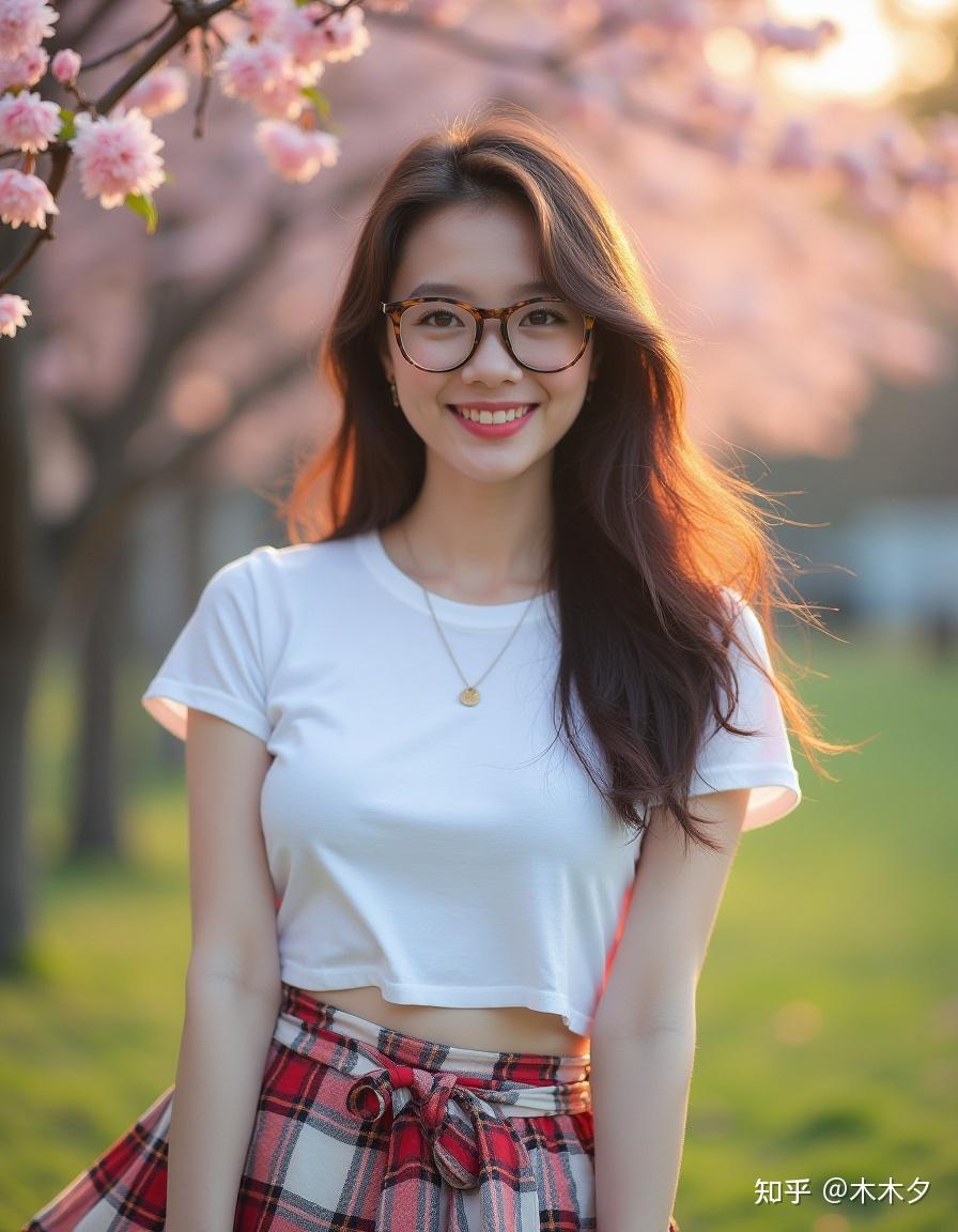 JK，格子裙，白T恤，眼镜 | FluxDev | 提示词 - 知乎