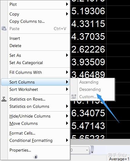 Origin按指定的某一列对数据排序 - 知乎