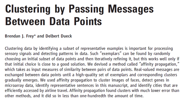 AP聚类算法(Affinity propagation) - 知乎