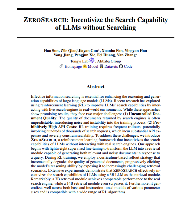 ZeroSearch：无需真实搜索交互，激励大型语言模型的搜索潜能 - 知乎