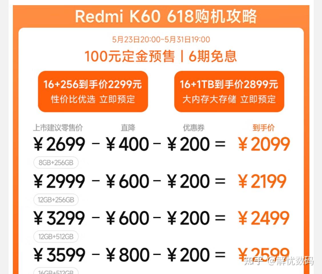如何看待红米K60 618 降价 500 元，两千档还有什么性价比神机推荐? - 知乎