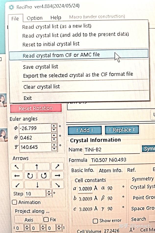 RECIPRO衍射斑点模拟软件 - 知乎