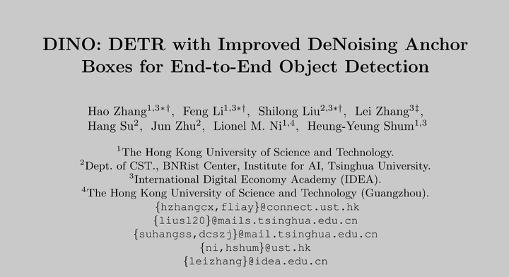 DINO: DETR with Improved DeNoising Anchor Boxes for End-to-End Object Detection - 知乎