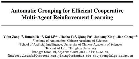 笔记 NIPS 2024 Automatic Grouping for Efficient Cooperative Multi-Agent Reinforcement Learning - 知乎