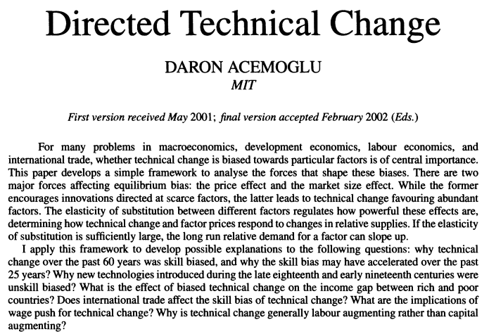Acemoglu（1）| Directed Technical Change - 知乎