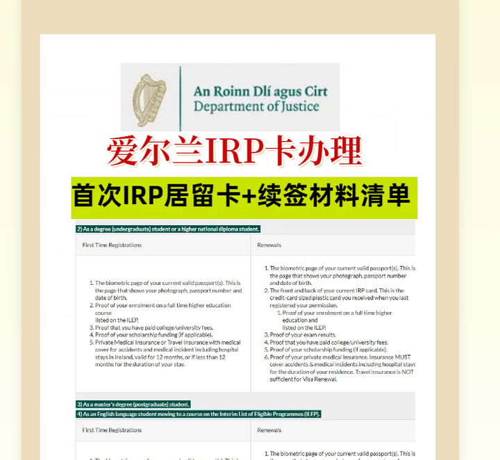 【爱尔兰留学】必看经验贴|爱尔兰首次办理IRP居留卡及续签材料清单！ - 知乎