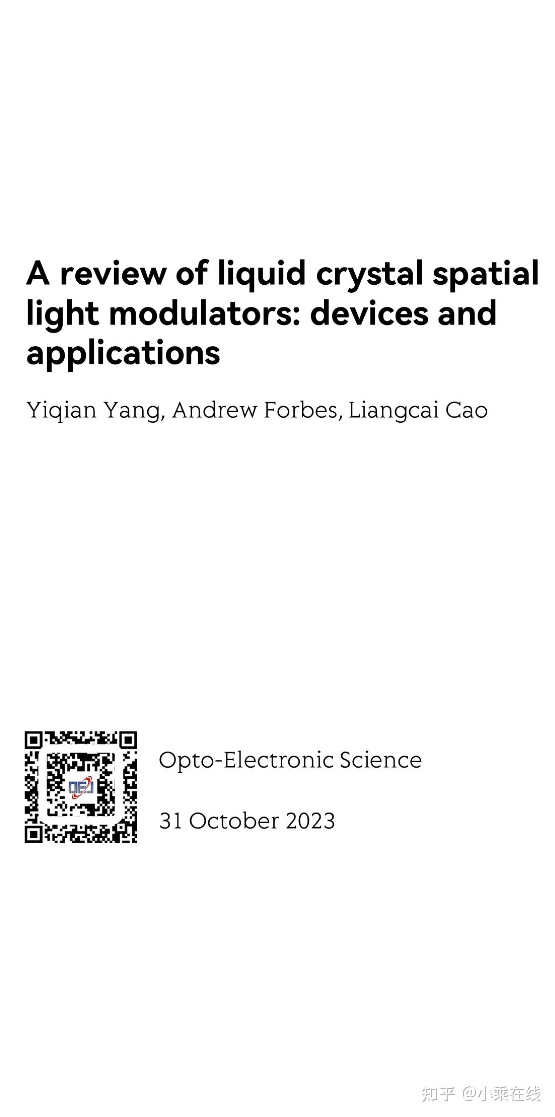 A review of liquid crystal spatial light modulators: devices and ...