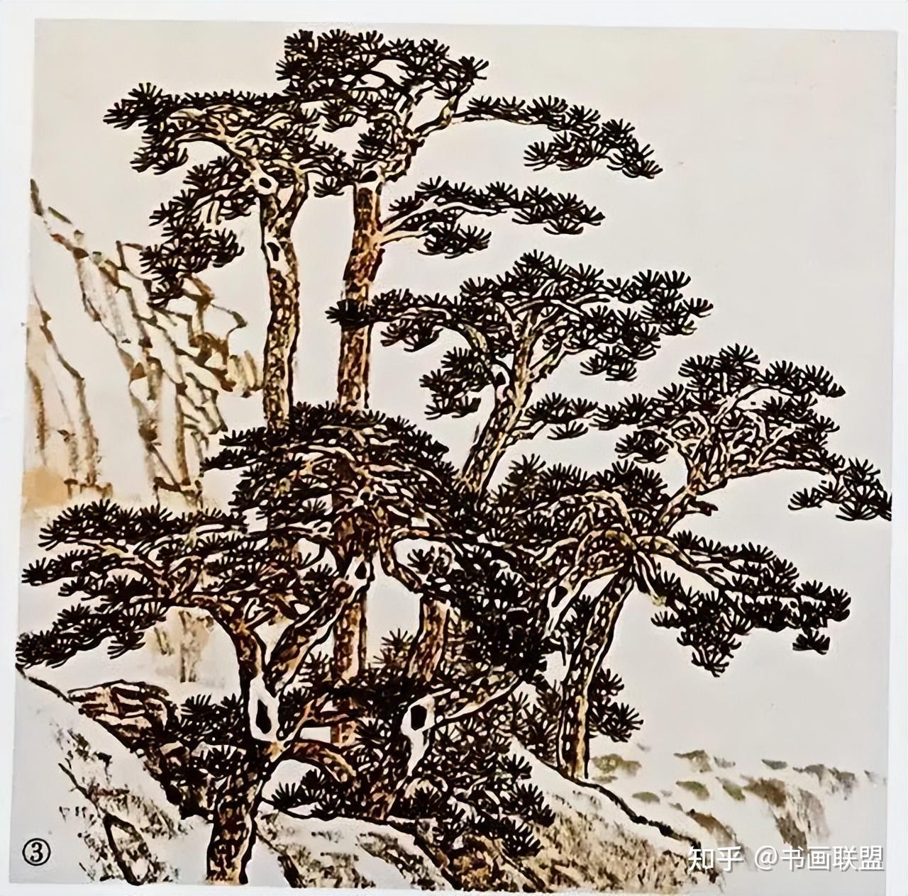 国画技法 松树的各种画法 - 知乎