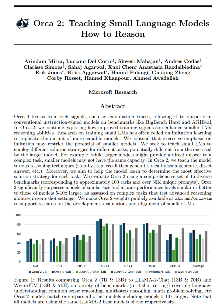【LLM/大模型】Orca 2:教小语言模型如何推理(Orca 2: Teaching Small Language Models How ...