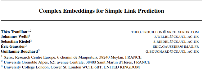 通过从复平面建模实体Embedding来解决KG中非对称二元关系的学习问题——深度解析Link Prediction方向的经典好文 ...