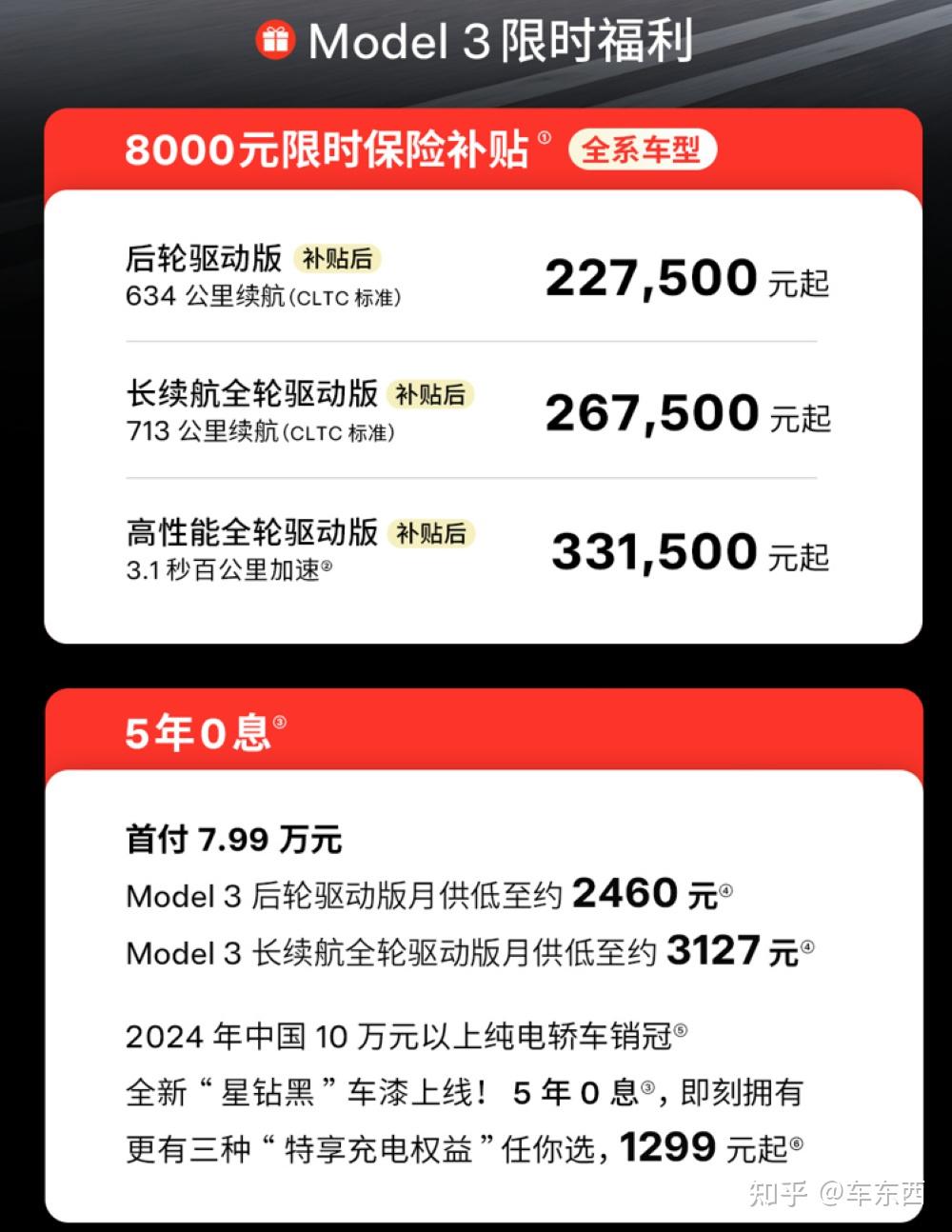 特斯拉焕新Model Y首推5年0息政策，月供最低3千元，Model 3保险补贴8千元 - 知乎