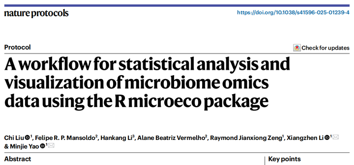 文献翻译: A workflow for statistical analysis and visualization of microbiome omics data (R microeco ...