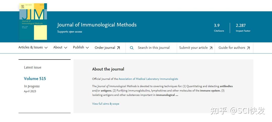 Journal of Immunological Methods：中科院4区，国人发文量第四，无版面费 - 知乎