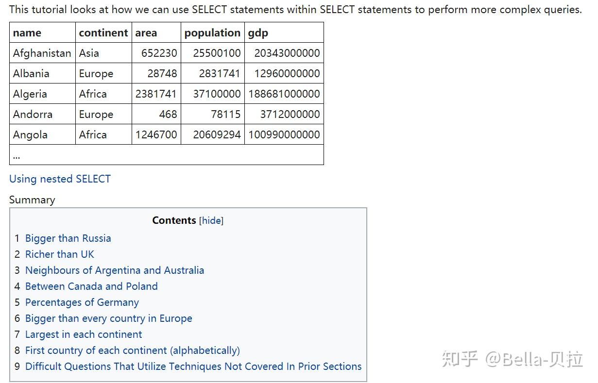 sqlzoo练习5(含答案)：select within select（子查询） - 知乎