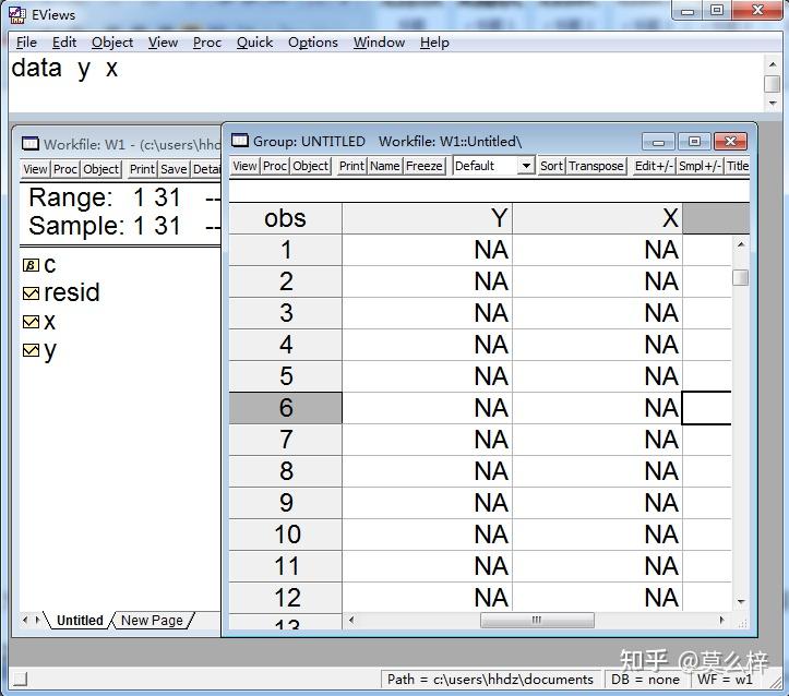 Eviews8下一元线性方程的估计使用方法 - 知乎