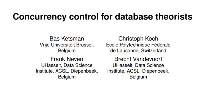 SIGMOD Record | Concurrency control for database theorists - 知乎