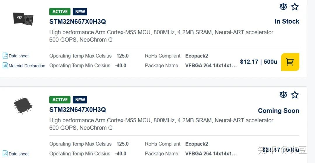 ST最强AI MCU STM32N6正式发布，带NPU型号价格12.17美金 - 知乎