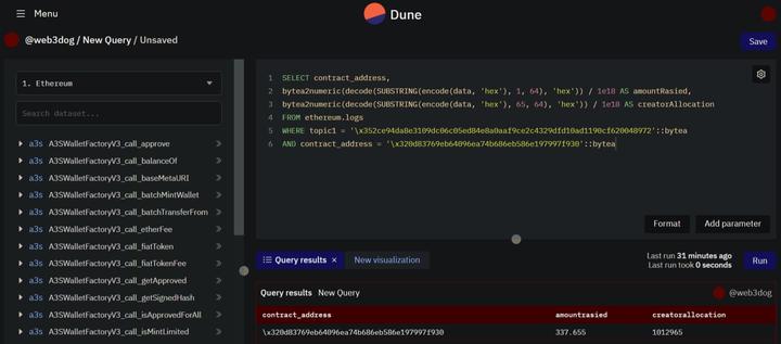理解Dune Analytics - Raw Table - 知乎