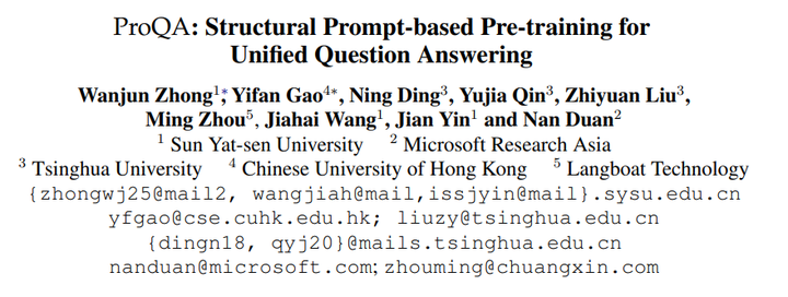 《ProQA: Structural Prompt-based Pre-training for Unified Question ...