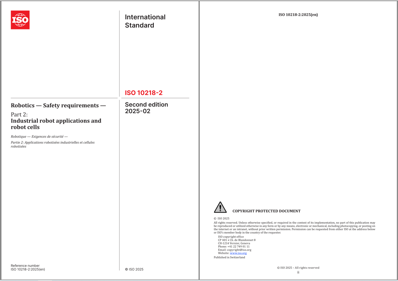 PDF全文获取 ISO 10218-2-2025【中文翻译+PDF原文】机器人技术 — 安全要求 — 第 2 部分：工业机器人应用和机器人单元 - 知乎