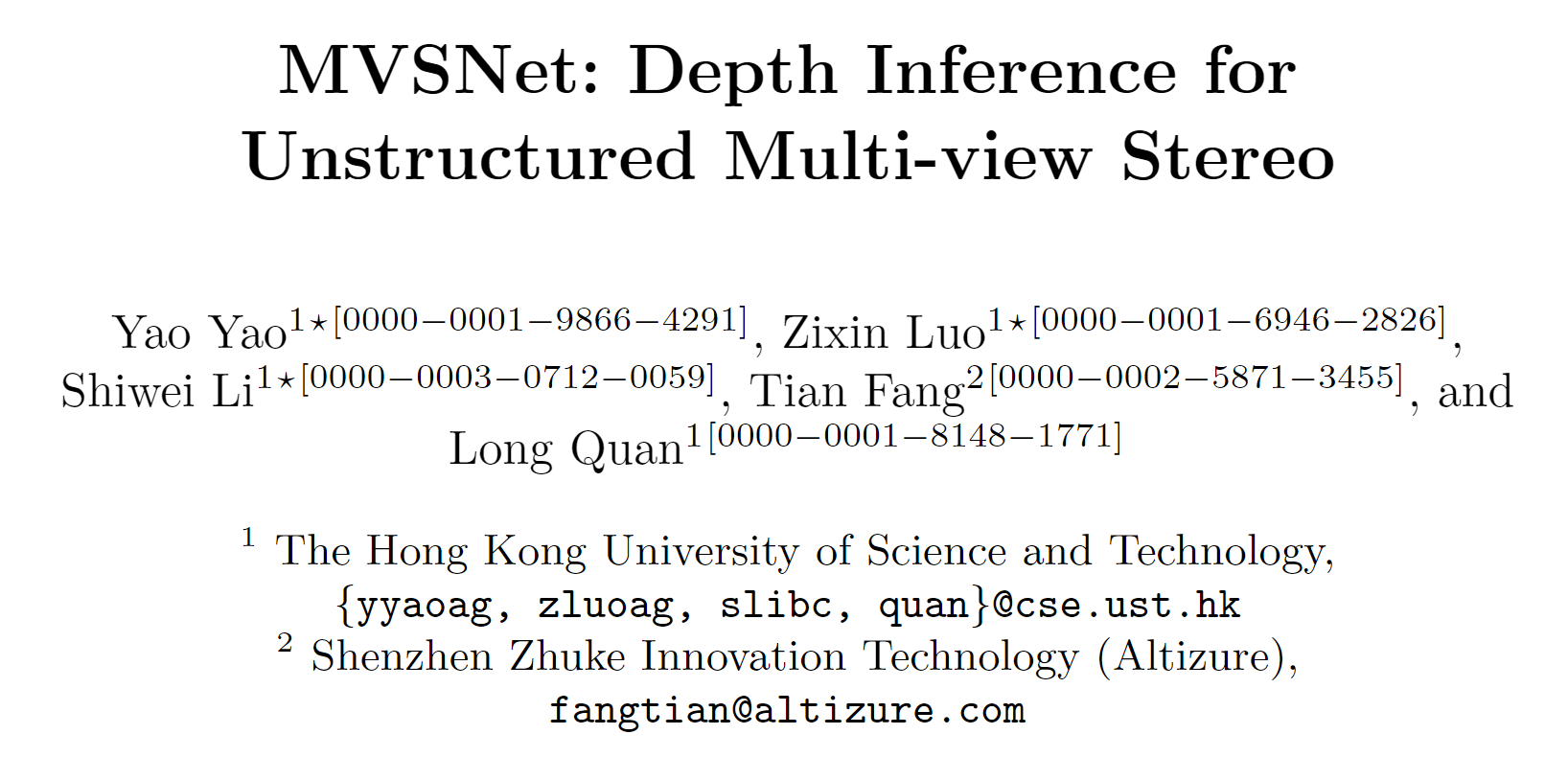 MVSNet: Depth Inference for Unstructured Multi-view Stereo - 知乎