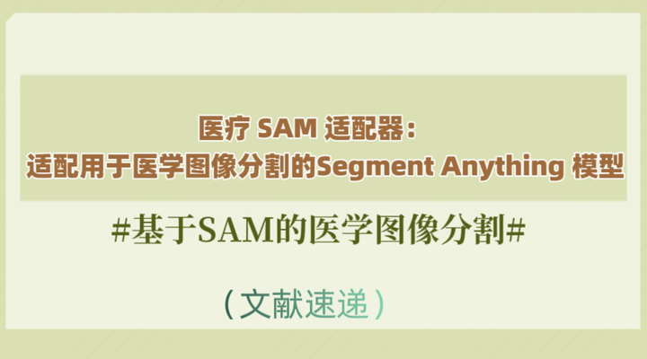 文献速递：基于SAM的医学图像分割---医疗 SAM 适配器：适配用于医学图像分割的 Segment Anything 模型 - 知乎