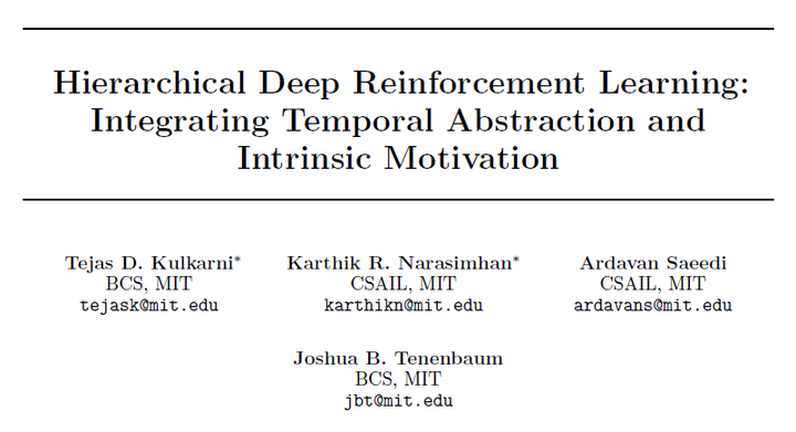 【分层强化学习】H-DQN：Hierarchical Deep Reinforcement Learning: Integrating Temporal Abstraction阅读笔记 - 知乎