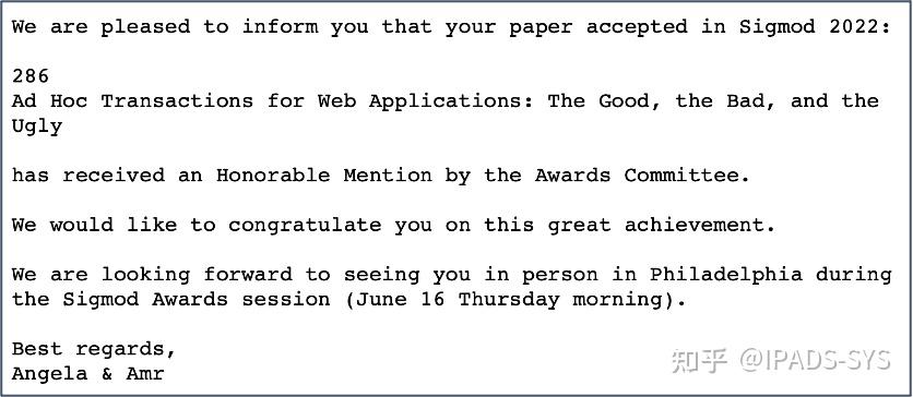 IPADS研究工作获评SIGMOD ’22最佳论文提名奖，首次系统性揭示Web应用的即席事务现象 - 知乎