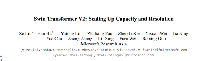 Swin Transformer V2: Scaling Up Capacity and Resolution - 知乎