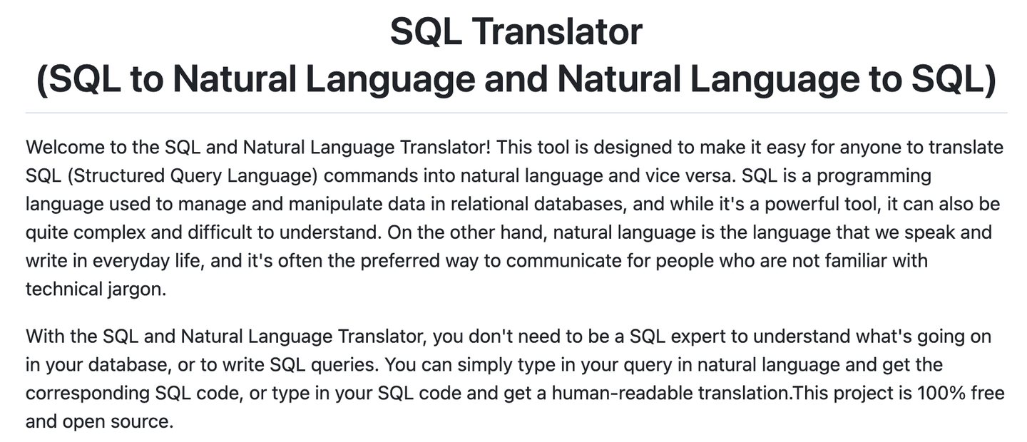 基于ChatGPT的开源免费SQL翻译器：SQL Translator - 知乎