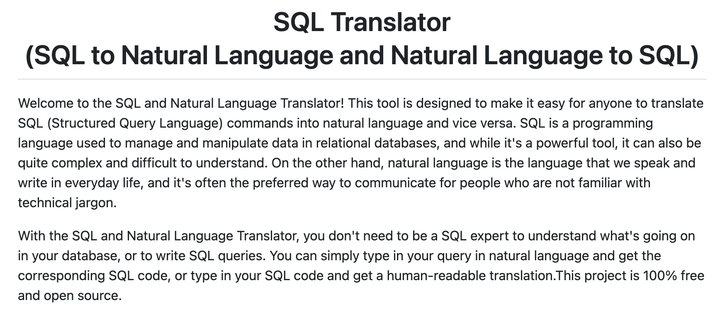 基于ChatGPT的开源免费SQL翻译器：SQL Translator - 知乎
