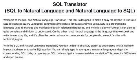 基于ChatGPT的开源免费SQL翻译器：SQL Translator - 知乎