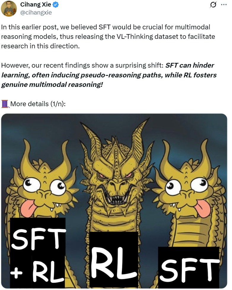 AI大模型SFT在帮倒忙？新研究：直接进行强化学习，模型多模态推理上限更高 - 知乎