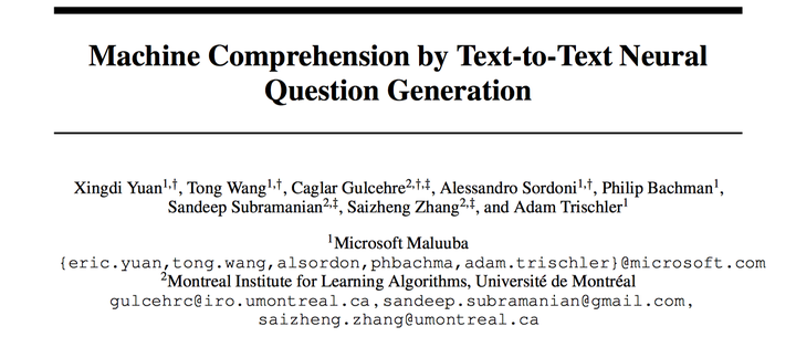 论文笔记 - Machine Comprehension by Text-to-Text Neural Question Generation - 知乎