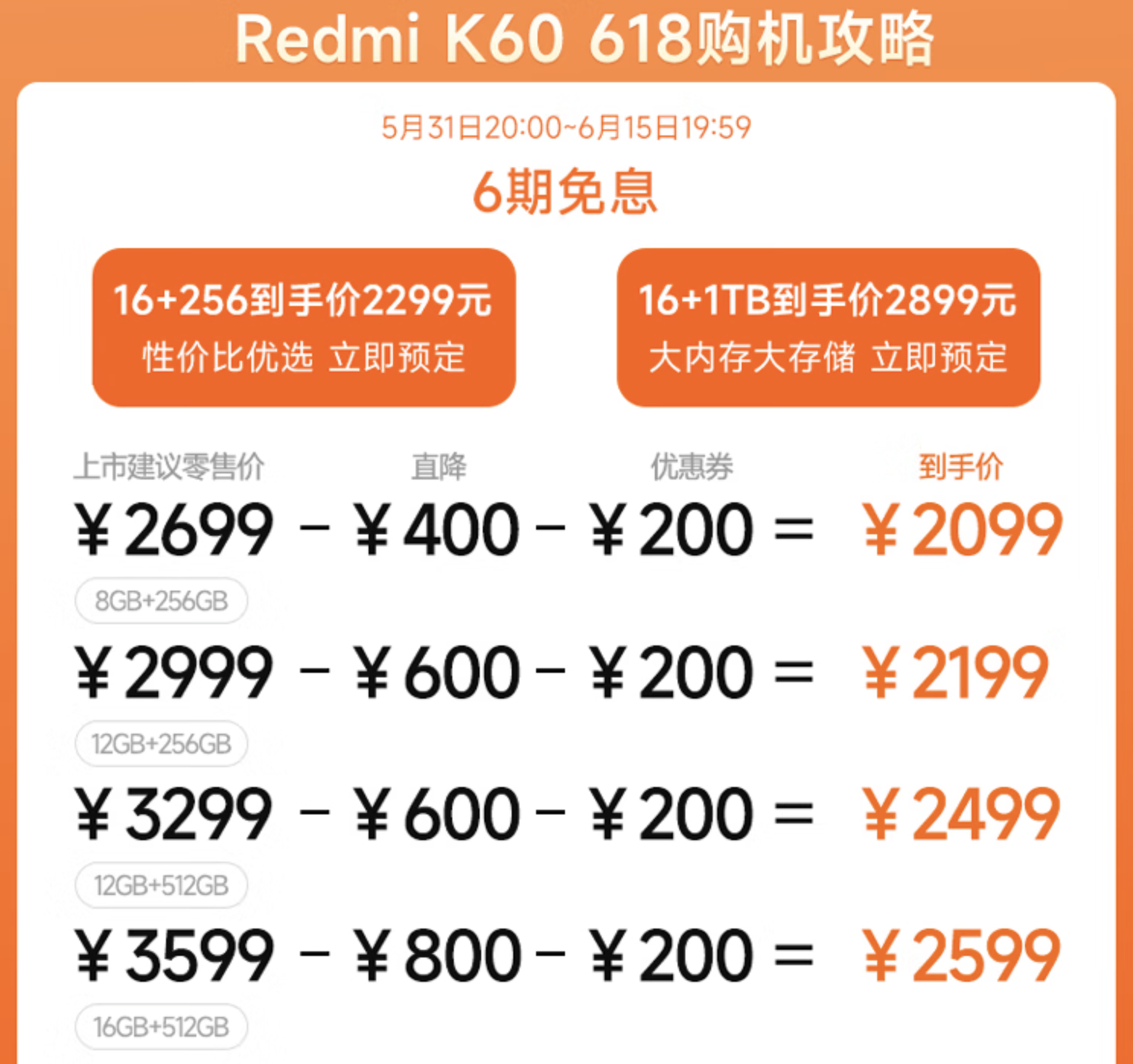 23年618红米k60降价多少？? - 知乎