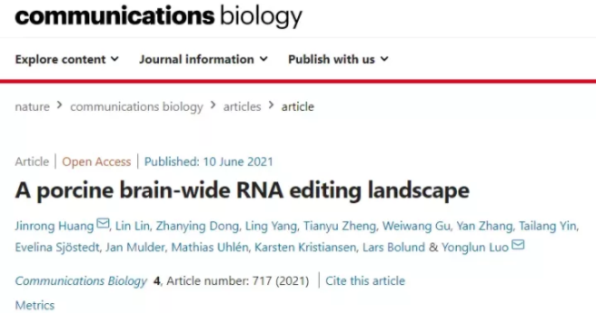 Communications Biology发布首个猪脑组织精细RNA编辑图谱 - 知乎