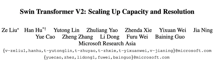 【Swin Transformer V2】Swin Transformer V2: Scaling Up Capacity and ...
