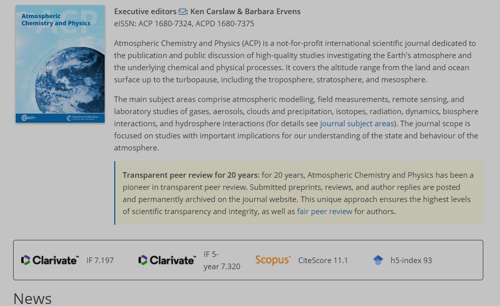 ATMOS CHEM PHYS影响因子，是几区，是不是预警期刊 - 知乎
