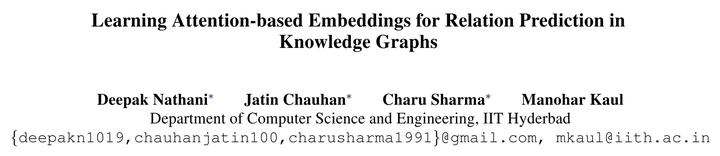 [读论文] 在知识图谱中针对关系预测学习基于注意力的嵌入 - 知乎