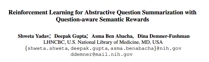 Reinforcement Learning for Abstractive Question summarization with Question-aware Semantic ...