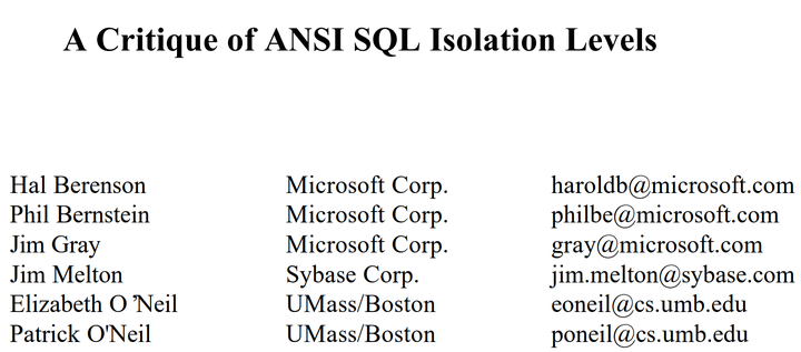 A Critique of ANSI SQL Isolation Levels - 知乎