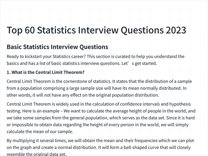 【OfferRealize】Top 60 Statistics Interview Questions 2023 - 知乎