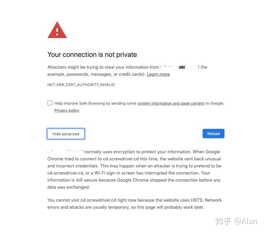 解决Chrome 出现Your Connection is not private 问题 - 知乎