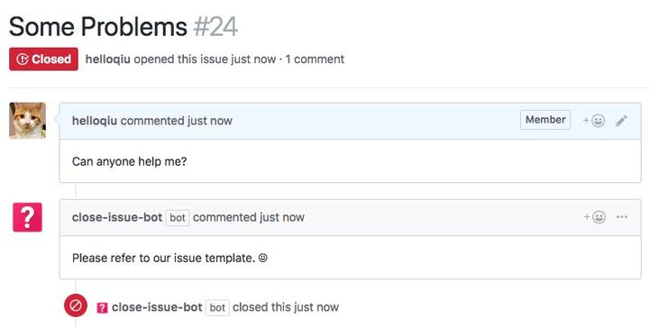 自动 close issue 的 GitHub App - 知乎