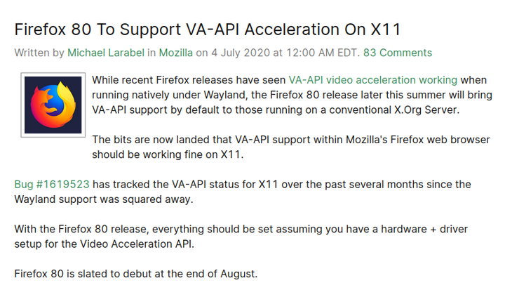 在 Linux 平台的 Firefox 上启用 VA-API 的视频硬件解码 - 知乎