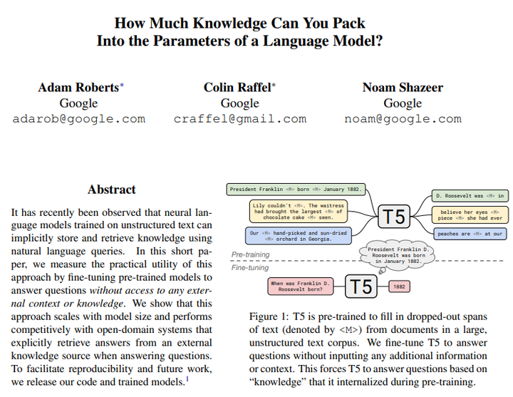 阅读随笔——How Much Knowledge Can You Pack Into the Parameters of a Language Model? - 知乎