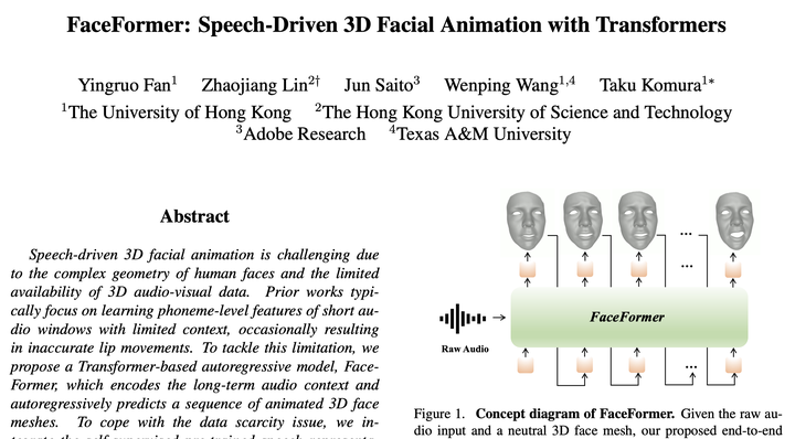 【论文解析】FaceFormer: Speech-Driven 3D Facial Animation with Transformers - 知乎